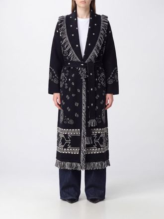 Alanui Langer Jacquard-Cardigan aus Schurwolle im Robenstil mit Fransen