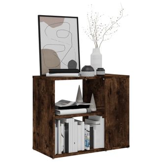 Generic Beistellschrank, Sideboard, Kommode, Beistellregal, Schrank, Mehrzweckschrank, Standregal, 60x30x50cm, Holzwerkstoff(Wei&szlig;) (Ger&auml;ucherte Eiche)