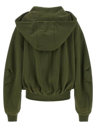 The Attico Quilted Fleece Hoodie - Olive Green