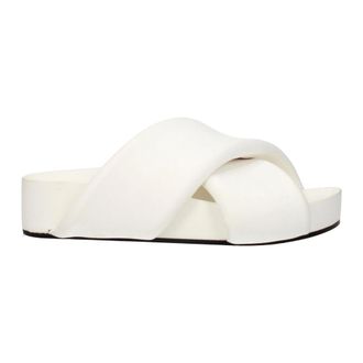 Jil Sander Wei&szlig;e Lederschlappen Sandalen Vintage-Effekt - - Shoes - Damen - Wei&szlig; - 36 EU