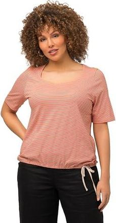 Ulla Popken T- Shirt à Rayures, Mandarine, 52-54 Femme