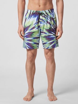 Plein Sport Short de bain en nylon technique avec imprim&eacute; logo et optique