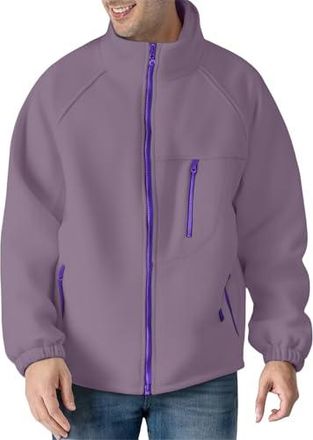 Generic Veste polaire chaude pour homme avec fermeture éclair intégrale - Coupe-vent - Avec fermeture éclair - Cadeau de Noël, violet, 3XL