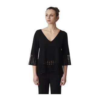 KANGRA Gemusterter Pullover - - Tops - Damen - Schwarzk - XL