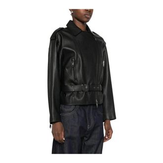 Emporio Armani Leder Bikerjacke - - Jackets - Damen - Schwarzk - S