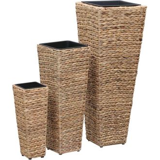 vidaXL Lits sur&eacute;lev&eacute;s 3 pcs Jacinthe deau Marron Vidaxl