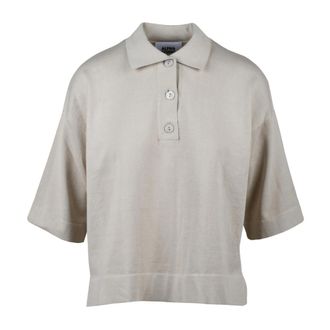 Alpha Studio Femme, Tops, Beige, Taille: 36 FR Polo en maille