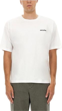 Aspesi Homme, Tops, Blanc, Taille: M T-shirt en jersey de coton avec logo brod&eacute;