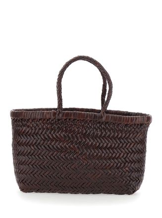 Dragon Diffusion Womens Basket Bag Mini Flat Gora Brown Leather Handbags Hand
