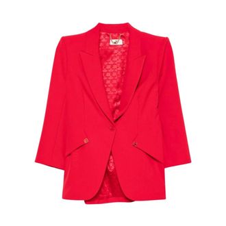 Elisabetta Franchi Blazer mit Logo-Plakette und Hose mit geradem Bein - - Jackets - Damen - Rot - XL