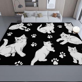 Generic Paillasson Antid&eacute;rapant Noir 140 x 200 cm, Tapis de Sol dint&eacute;rieur Lavable pour entr&eacute;e Cuisine Chambre &agrave; Coucher paillasson d&eacute;coratif, imprim&eacute; Dessin 
