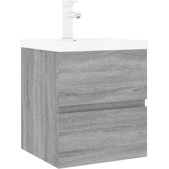 vidaXL vidaXL Waschbeckenschrank mit Einbaubecken Grau Sonoma Holzwerkstoff