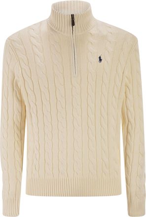 Polo Ralph Lauren Pull en maille torsad&eacute;e de coton avec fermeture &eacute;clair