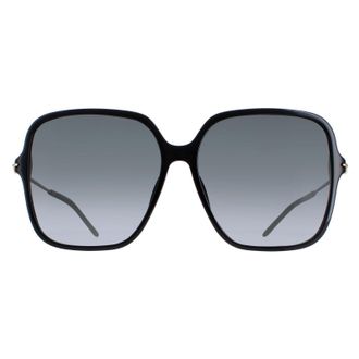 Gucci Square Womens Gl&auml;nzend Schwarz und Gold Grau Gradient GG1267S