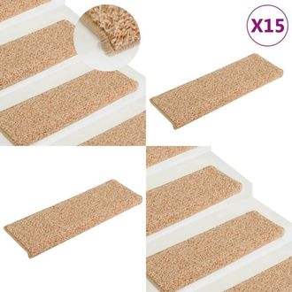 vidaXL Tapis descalier 15 pcs Doré 65x21x4cm - Tapis Descalier - Tapis Marche - Protection Escalier - Antidérapant - Insonorisant - Home & Living
