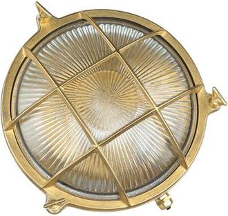 Licht-Erlebnisse Applique murale ext&eacute;rieure en laiton et verre IP64 pour jardin et terrasse &Oslash;24 cm E27 max. 18 W Rustique Maritime Lampe ext&eacute;rieure ronde SERIFOS