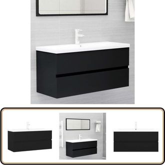 vidaXL Vidaxl - Armoire dévier avec lavabo intégré noir bois dingénierie - Meuble De Salle De Bain - Armoire De Salle De Bain - Lavabo Intégré - Robinet