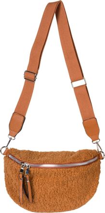 styleBREAKER Umh&auml;ngetasche Teddyfell Halbmond Crossbody Bag