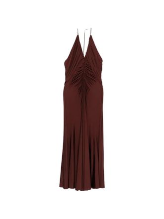 Self Portrait Brown Jersey Drape Midi Dress
