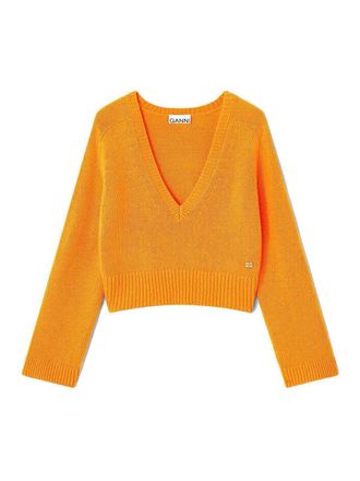 Ganni Pull &Agrave; Col V - Orange