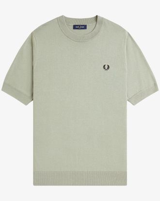Fred Perry Feinstrick-T-Shirt mit Rundhalsausschnitt und Rippb&uuml;ndchen in