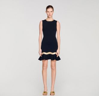 Sandro Robe courte maille &agrave; cha&icirc;ne m&eacute;tal