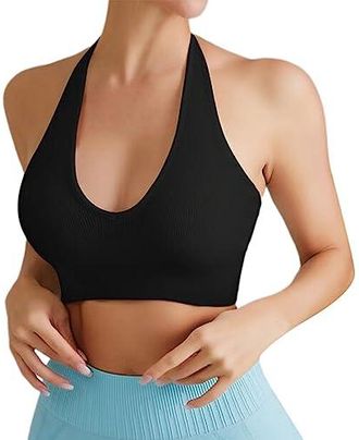 Generic Soutien-gorge de sport 2026 pour femme - Hauts dos nu et d&eacute;bardeurs de yoga pour lext&eacute;rieur, Noir, M
