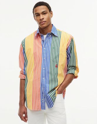 Tommy Hilfiger Locker geschnittenes Hemd aus Popeline mit mehrfarbigen Streifen-Orange