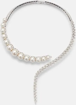 Yeprem Collier Pearlescent en or blanc 18 ct, diamants et perles