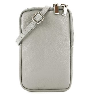 modamoda.de T197 Damen Leder Handytasche 6,7 Zoll Umh&auml;ngetasche handmade in Italy, Farbe:Telegrau