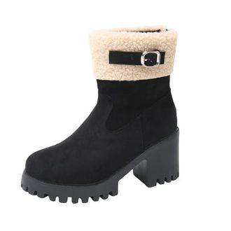 Generic Bottes dhiver pour femme doubl&eacute;es de fausse fourrure &agrave; talon &eacute;pais d&eacute;contract&eacute; &eacute;l&eacute;gant fermeture &eacute;clair dans le dos confortables et chaudes bottes de 