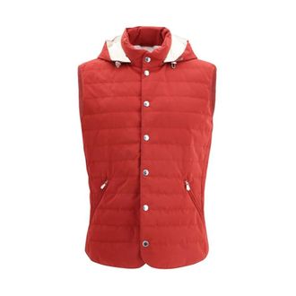 Brunello Cucinelli Homme, Vestes, Rouge, Taille: M Veste Sans Manches en Polyester