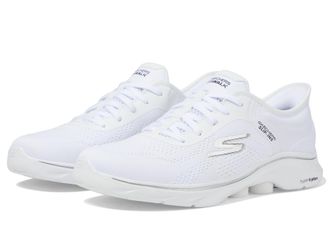 Skechers Damen Go Walk 7 Valin, White Textile/Black Trim, 37.5 EU