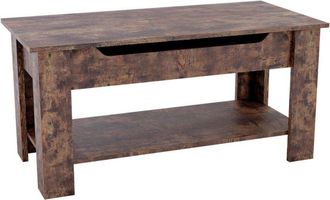Home Discount Lift Up Table Basse avec Rangement Meuble de Salon H 48 à 60 x L 100 x P 48 cm, Bois-Foncé