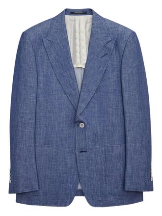 Tom Ford Gekn&ouml;pfter Blazer mit Slub-Struktur - Blau
