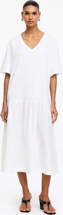 Arket Midikleid Mit V-Ausschnitt -Wei&szlig;