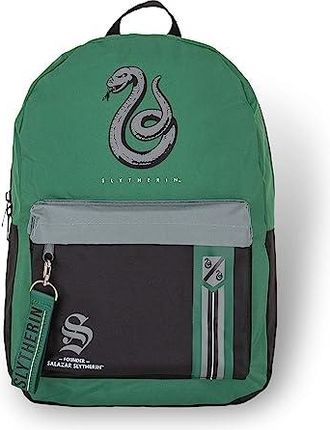 Bioworld Harry Potter Sac à dos Serpentard Mixblock avec tirette pour sangle A4 avec pochette intérieure rembourrée pour ordinateur portable/tablette