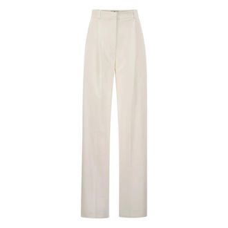 Elisabetta Franchi Femme, Pantalons, Beige, Taille: 44 FR Pantalon Cr&ecirc;pe avec D&eacute;tails en Satin