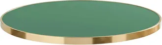 Oviala Plateau de table rond blanc avec cerclage dor&eacute; 60 cm vert mat/dor&eacute;