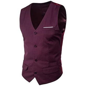 Generic Gilet de costume pour homme avec col en V - Coupe ajust&eacute;e - Solide - Formelle - L&eacute;ger - Pour mariage, bal de fin dann&eacute;e, affaires - T-shirt d&eacute;contract