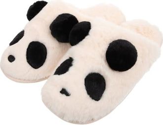 Hemoton Pantoufles Int&eacute;rieur Peluche pour Femmes Chaudes et Confortables Design Panda Mignon Antid&eacute;rapantes et Polyvalentes pour Hiver et Int&eacute;rieur