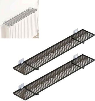 Generic 2 Heizungsregal Ohne Bohren, Metall, Tragkraft 25 Kg, Heizk&ouml;rperverkleidung F&uuml;r Maximale Platzausnutzung, Ausgeh&ouml;hltes Design(Black,45x15cm/17.7x6in)