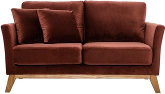 Miliboo Skandinavisches Zweisitzer-Sofa mit abnehmbarem Bezug und bordeauxrotem Samt oslo