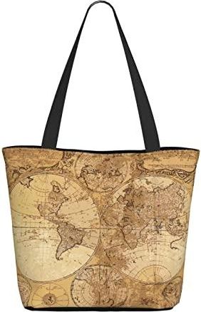 AOOEDM Sac &agrave; provisions pour femme avec carte du monde r&eacute;tro 33 x 27,9 x 17,8 cm. Le cadeau parfait pour la Saint-Valentin. Cest de la Saint-Valentin pour ma