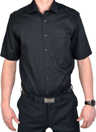 Marvelis Herren Businesshemd Kurzarm Non-Iron Comfort Fit,Einfarbig,New Kent,schwarz 68,42