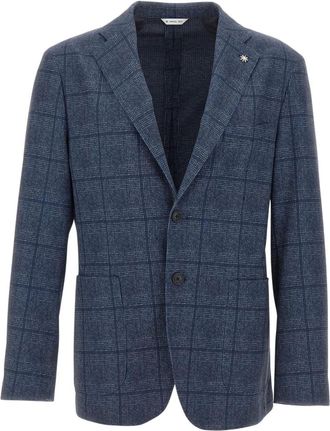 Manuel Ritz Blazer en tweed m&eacute;lang&eacute; &agrave; micro-carreaux - Homme - Vestes - Bleu - Taille: 2XL
