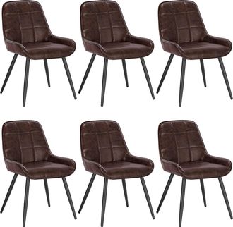 Woltu Esszimmerstühle 6er Set, Polsterstuhl Kunstleder, Küchenstuhl gepolstert, Akzentstuhl für Wohnzimmer Schlafzimmer Küche, ergonomischer Stuhl mit Rücke