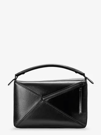 Loewe Mens Puzzle Leather Bag Black Handbags Hand