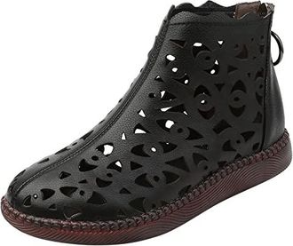 Generic Xmiral Chaussures d&eacute;contract&eacute;es en Dentelle Creuse en Cuir de Couleur Unie pour Femmes Chaussures pour Femmes Baskets Montantes (Black, 38)