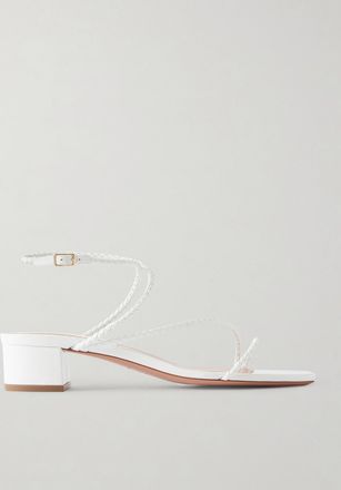 Aquazzura Luca 35 Braided Leather Sandals - White